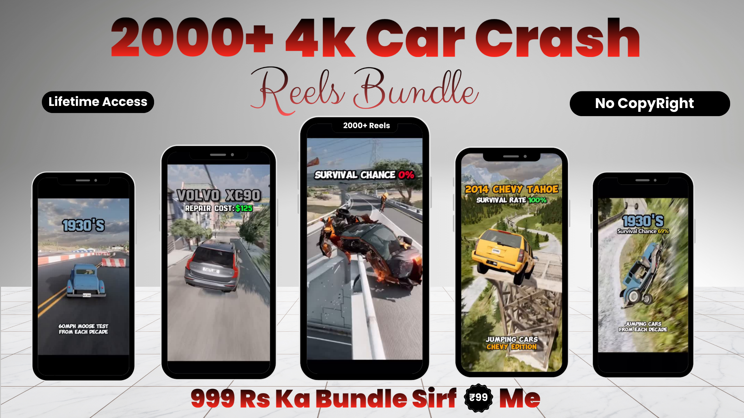 2000+ 4K Car Crash Reels Bundle (No Copyright | Lifetime Access ...